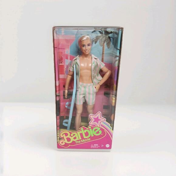 Barbie | Toys | Barbie The Movie Ken Doll Wearing Pastel Striped Beach ...